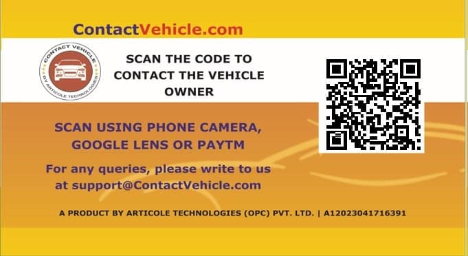 Car Security with QR Code | Contact Vehicle